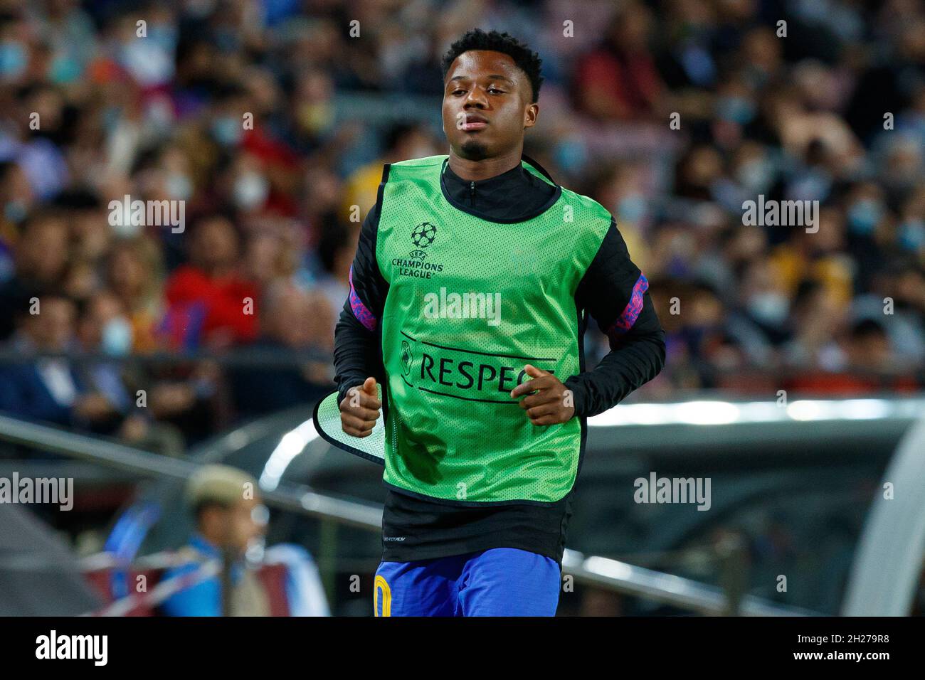 Ansu Fati of FC Barcelona during the UEFA Champions League match ...