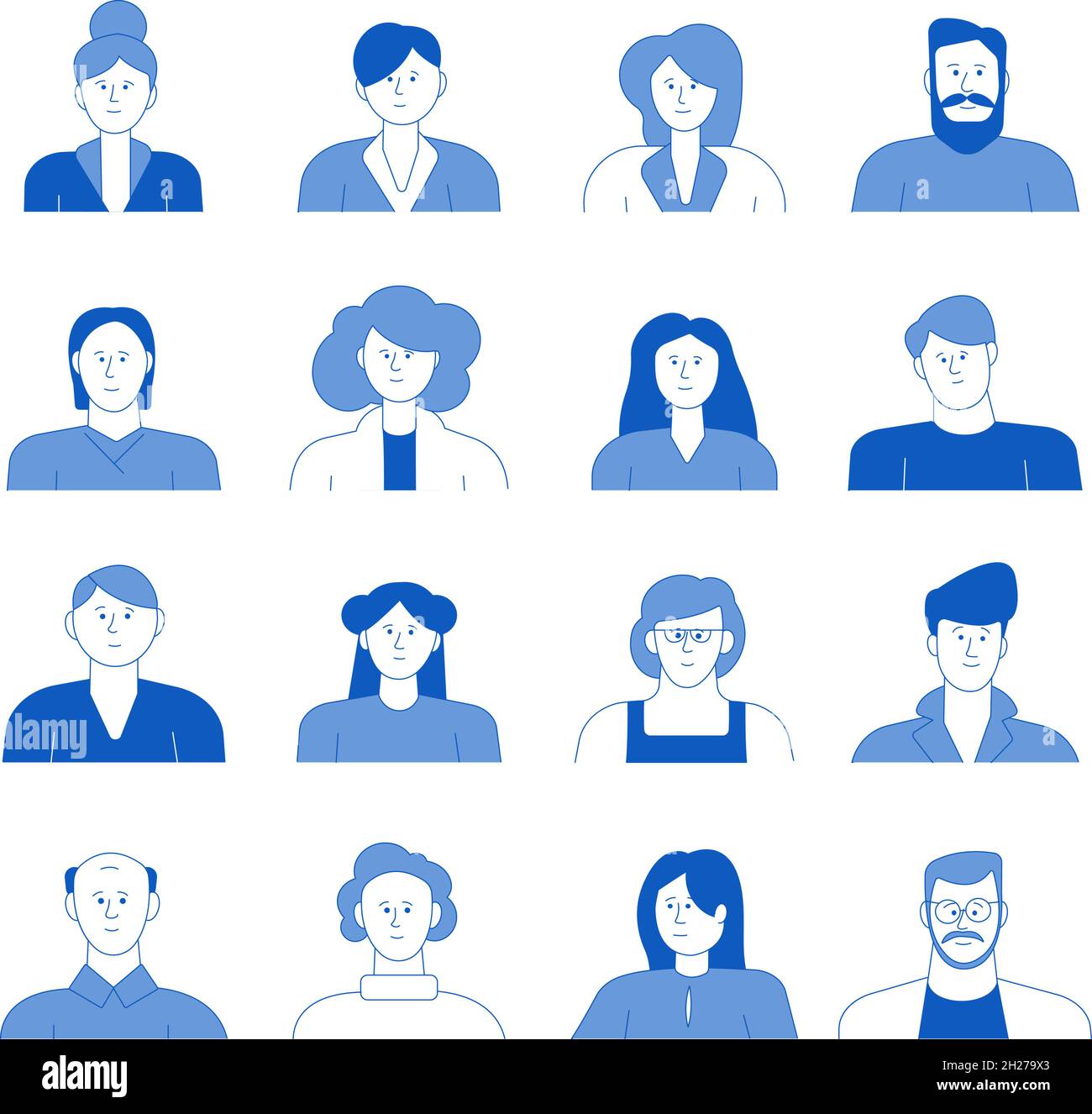 People line avatars. Flat person icon, woman man avatar. Isolated ...