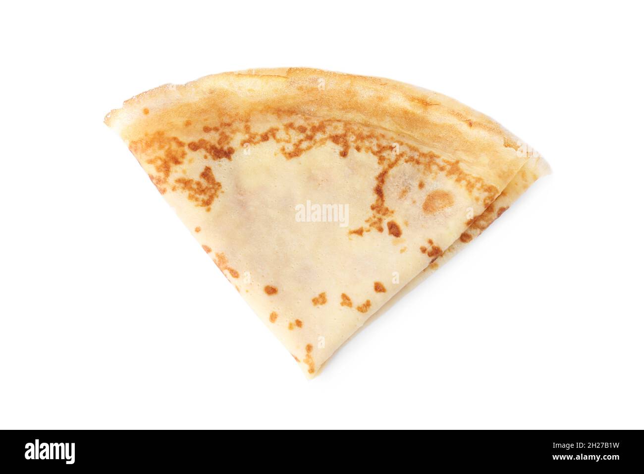 Tasty thin folded pancake on white background, top view Stock Photo - Alamy