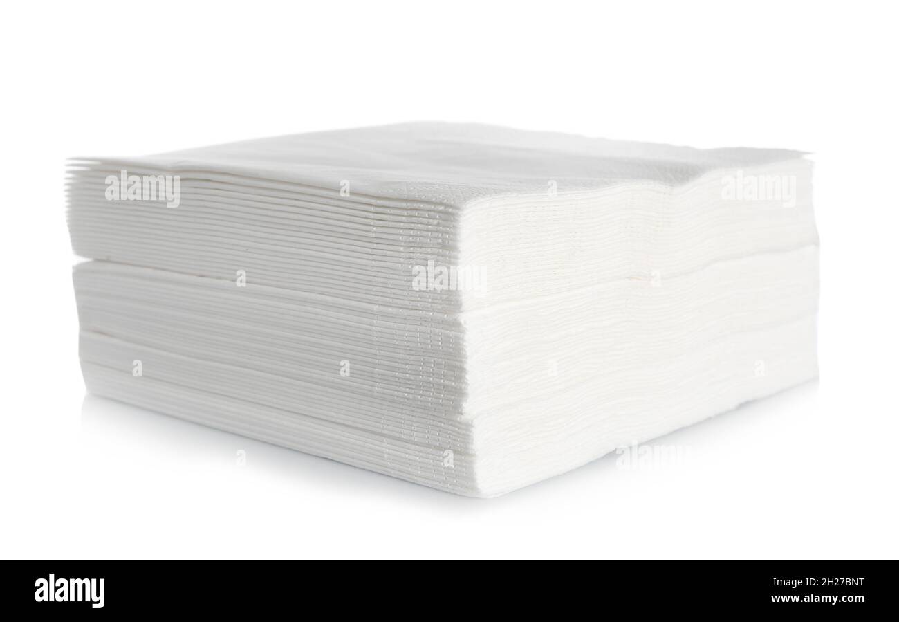 Stack of clean paper napkins on white background Stock Photo - Alamy