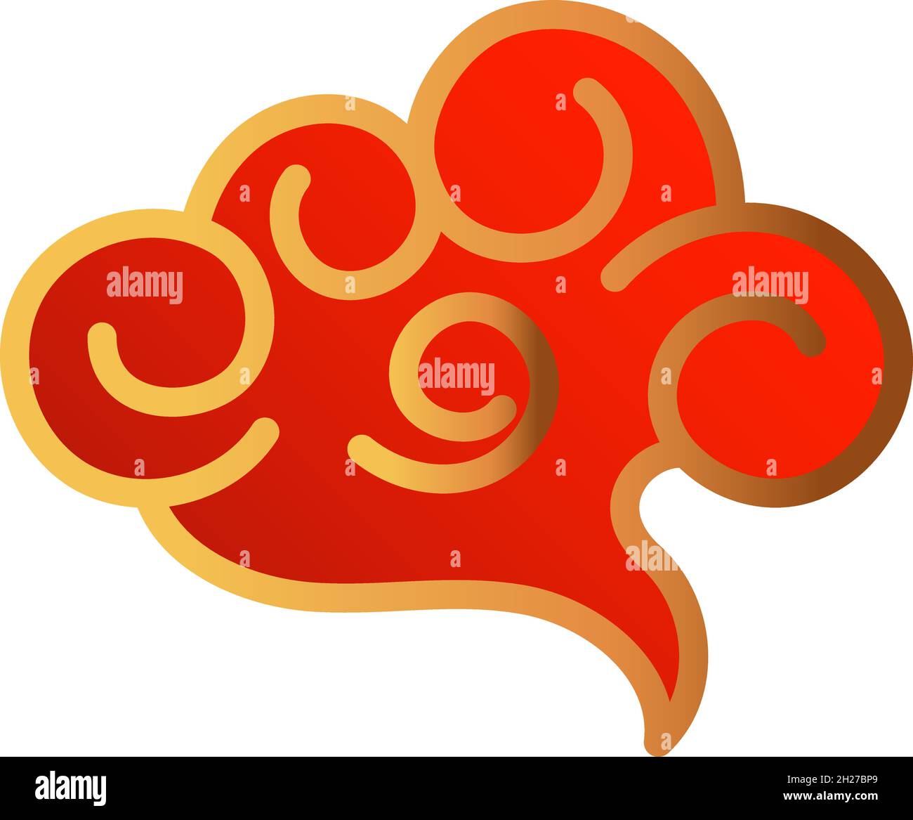 Oriental asian cloud ornament. Chinese clouds red gold symbol Stock ...