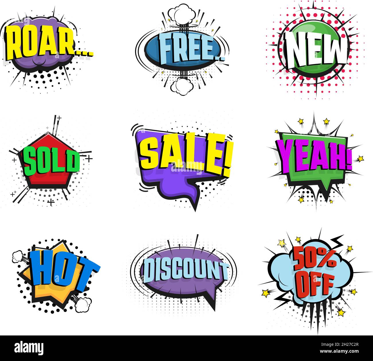 Promo speech bubbles. Flat bubble, sale tags frames and cartoon ...