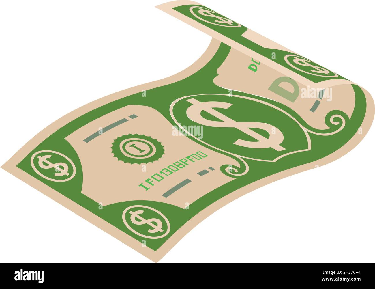 Dollar bill icon. Cash money. Paper banknote folded Stock Vector Image ...