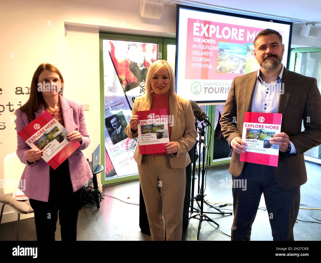 Stormont deputy First Minister Michelle O'Neill alongside party ...