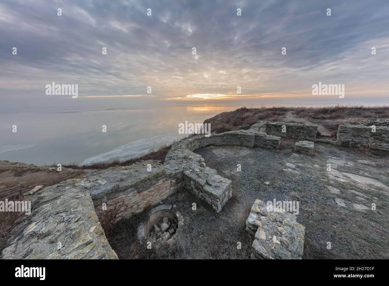 Roman ruins of Argamum (Organe) citadel. Dobrogea, Romania Stock Photo ...