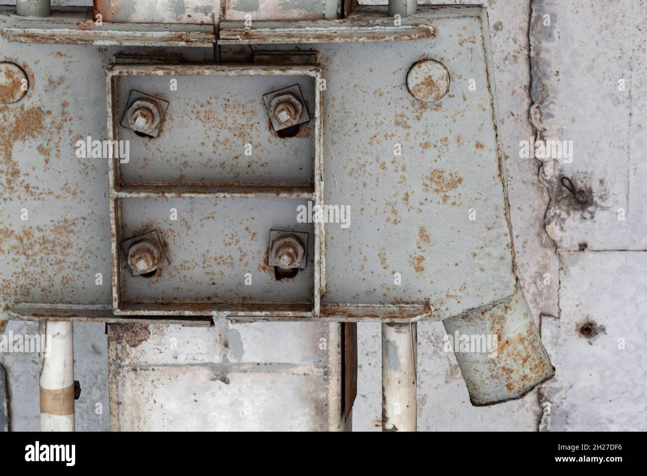 Steel bridge elements, bottom view, bolts connection Stock Photo - Alamy