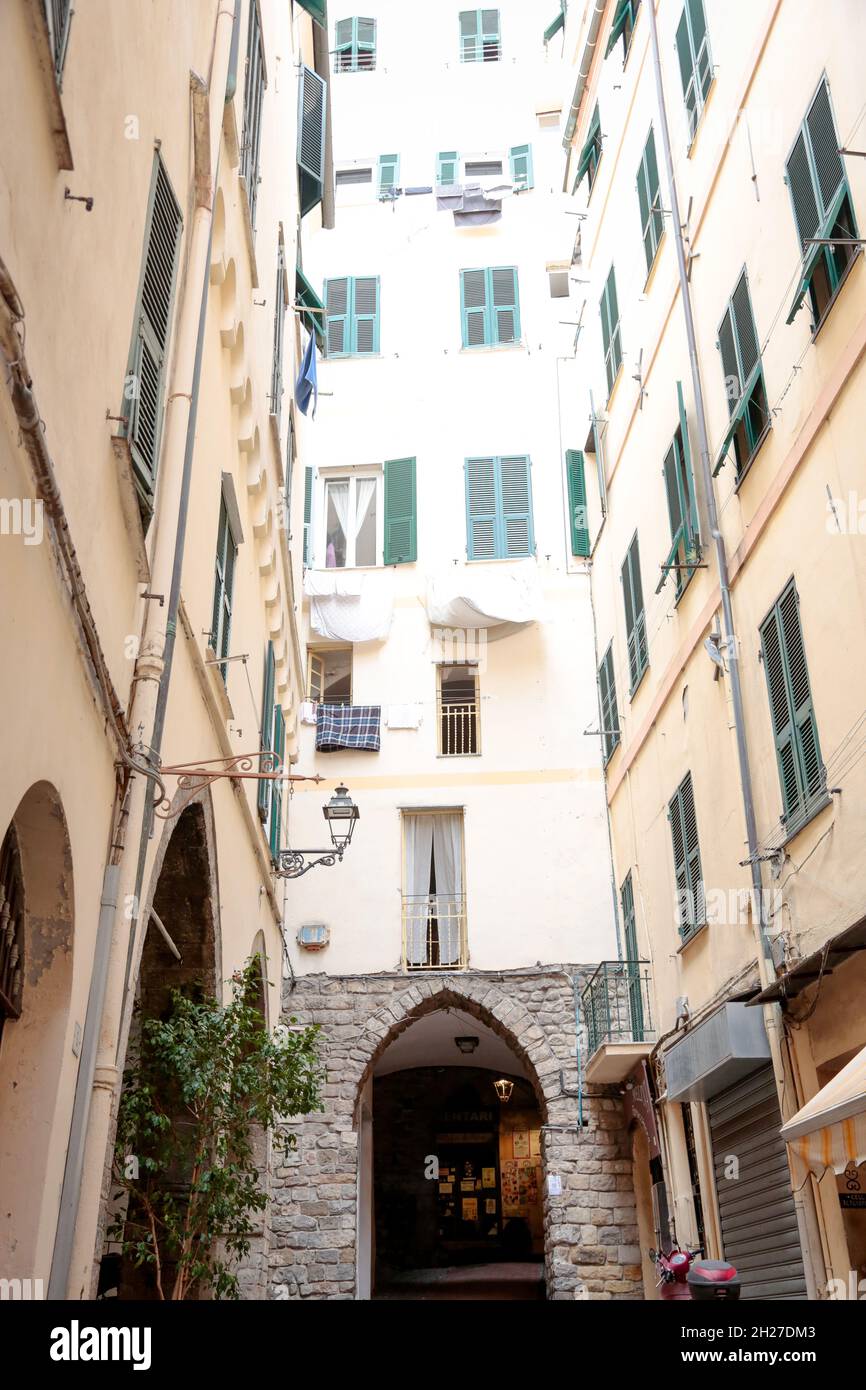 Old town of Sanremo known as Pigna, Italian mediaval city of the ...