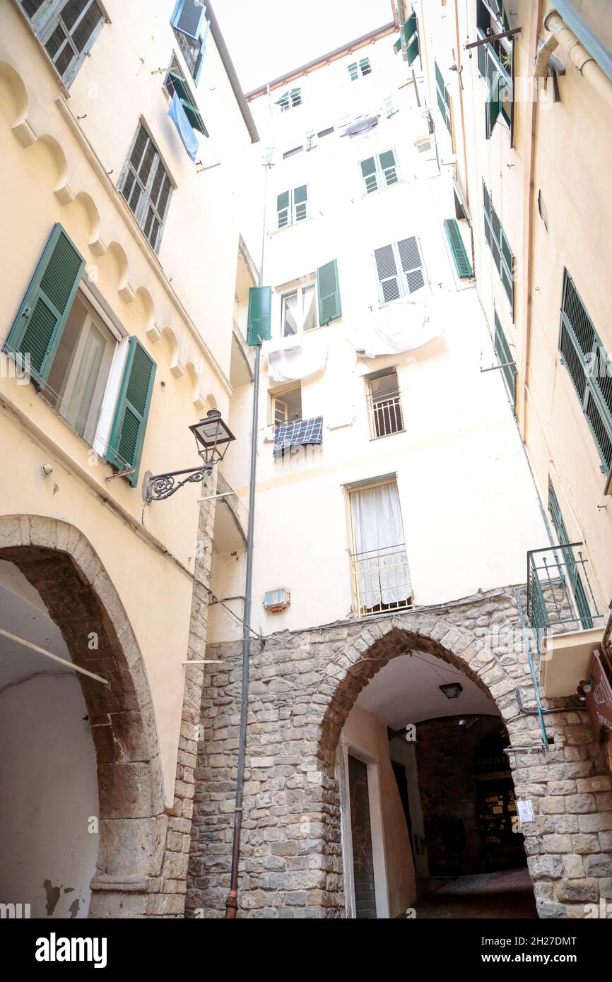Old town of Sanremo known as Pigna, Italian mediaval city of the ...