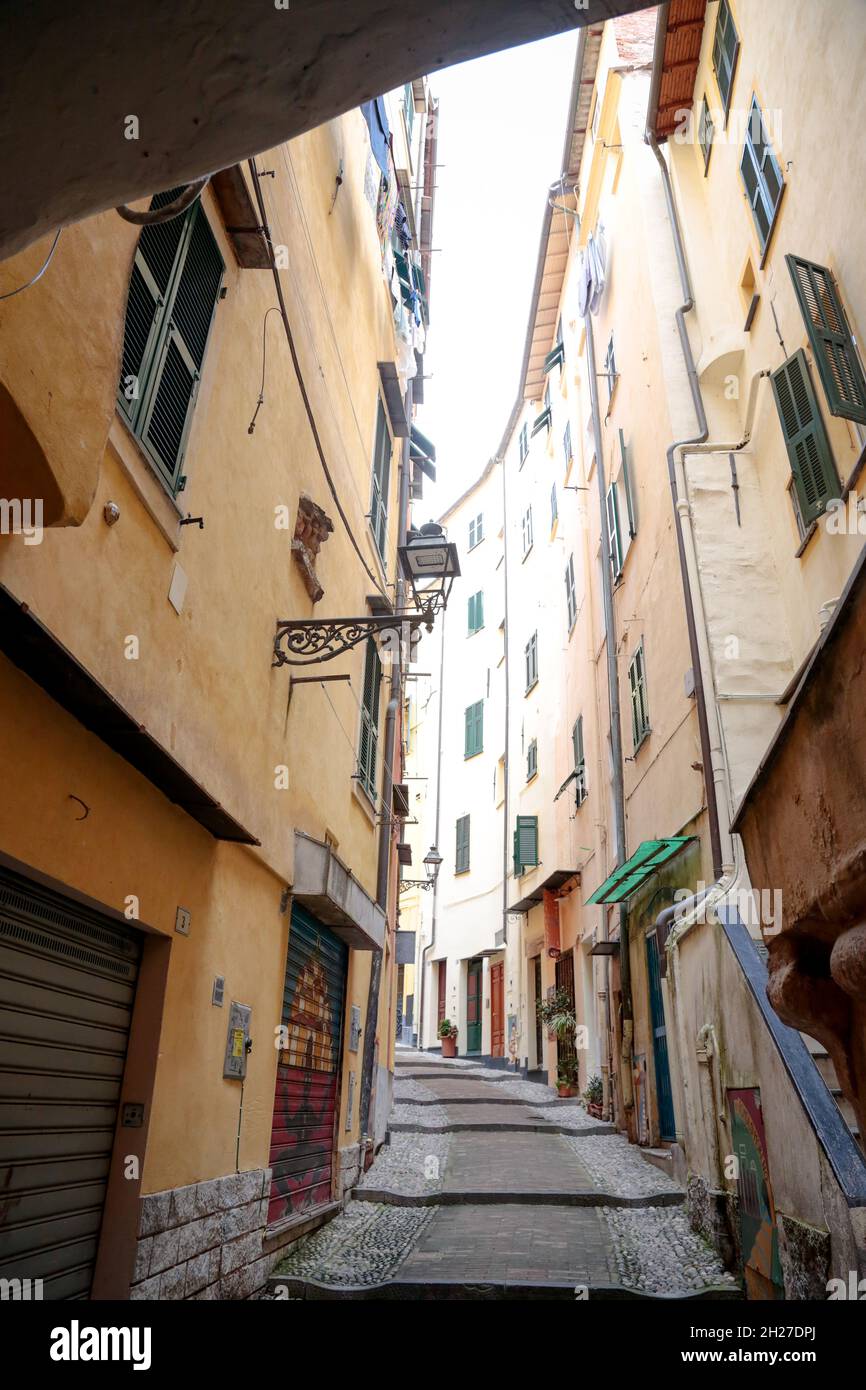 Old town of Sanremo known as Pigna, Italian mediaval city of the ...