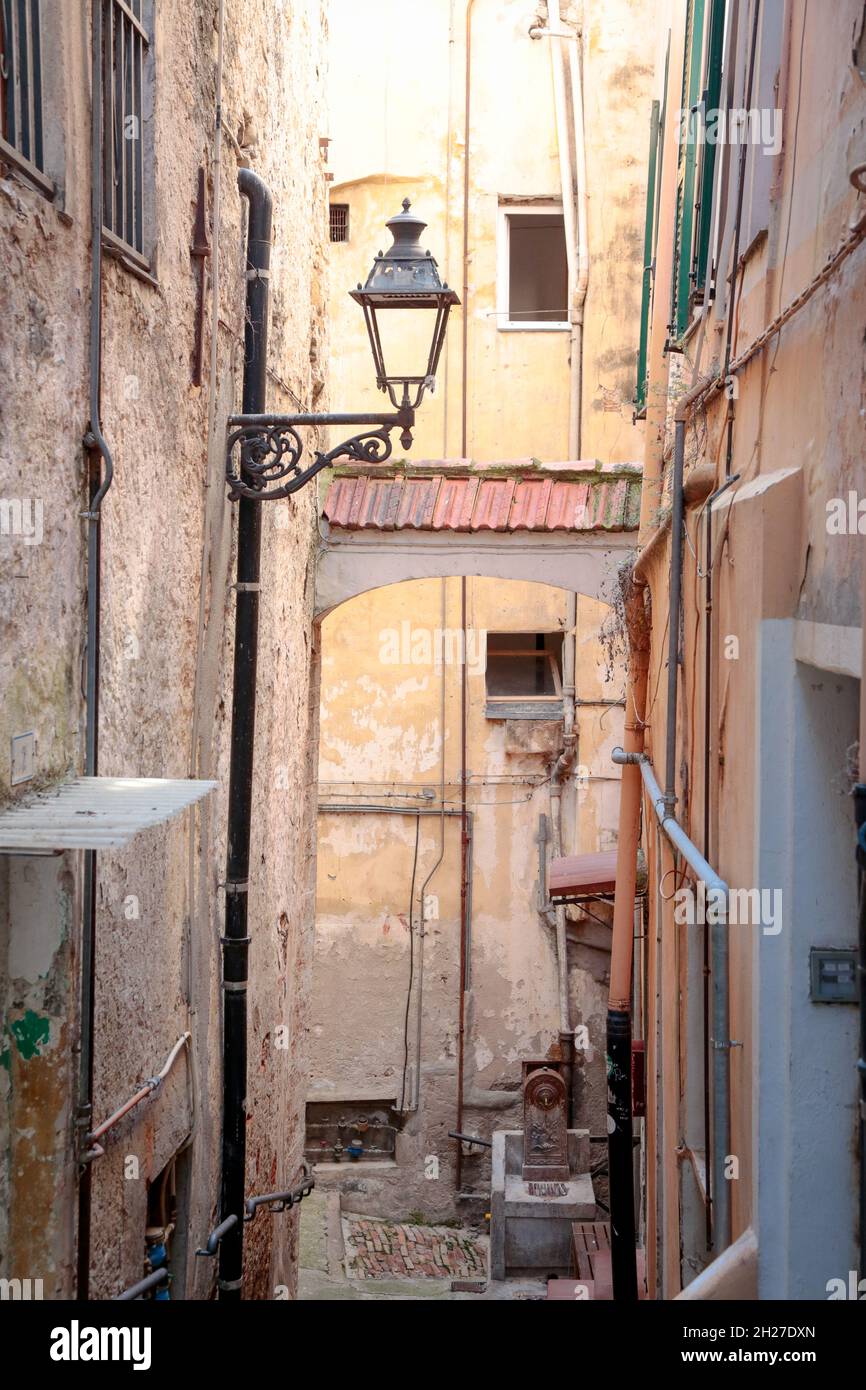 Old town of Sanremo known as Pigna, Italian mediaval city of the ...