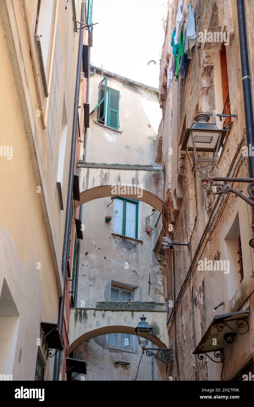 Old town of Sanremo known as Pigna, Italian mediaval city of the ...