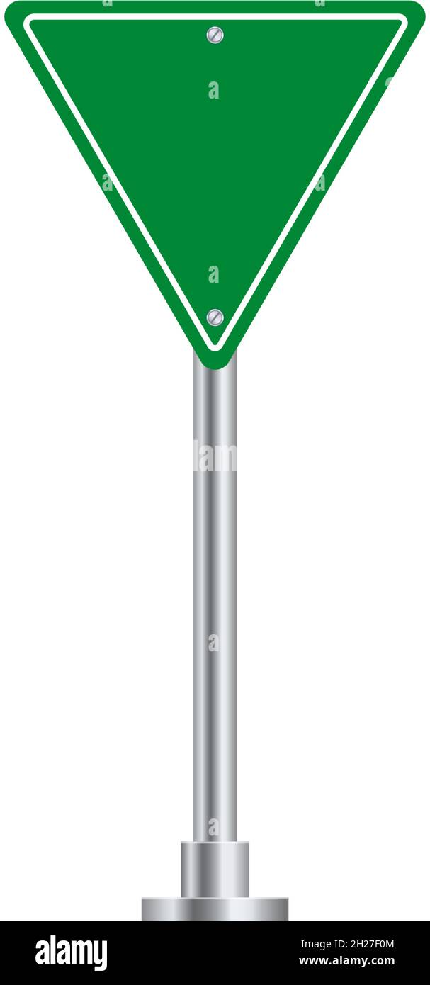 Road sign. Green triangle blank board for highway street Stock Vector ...
