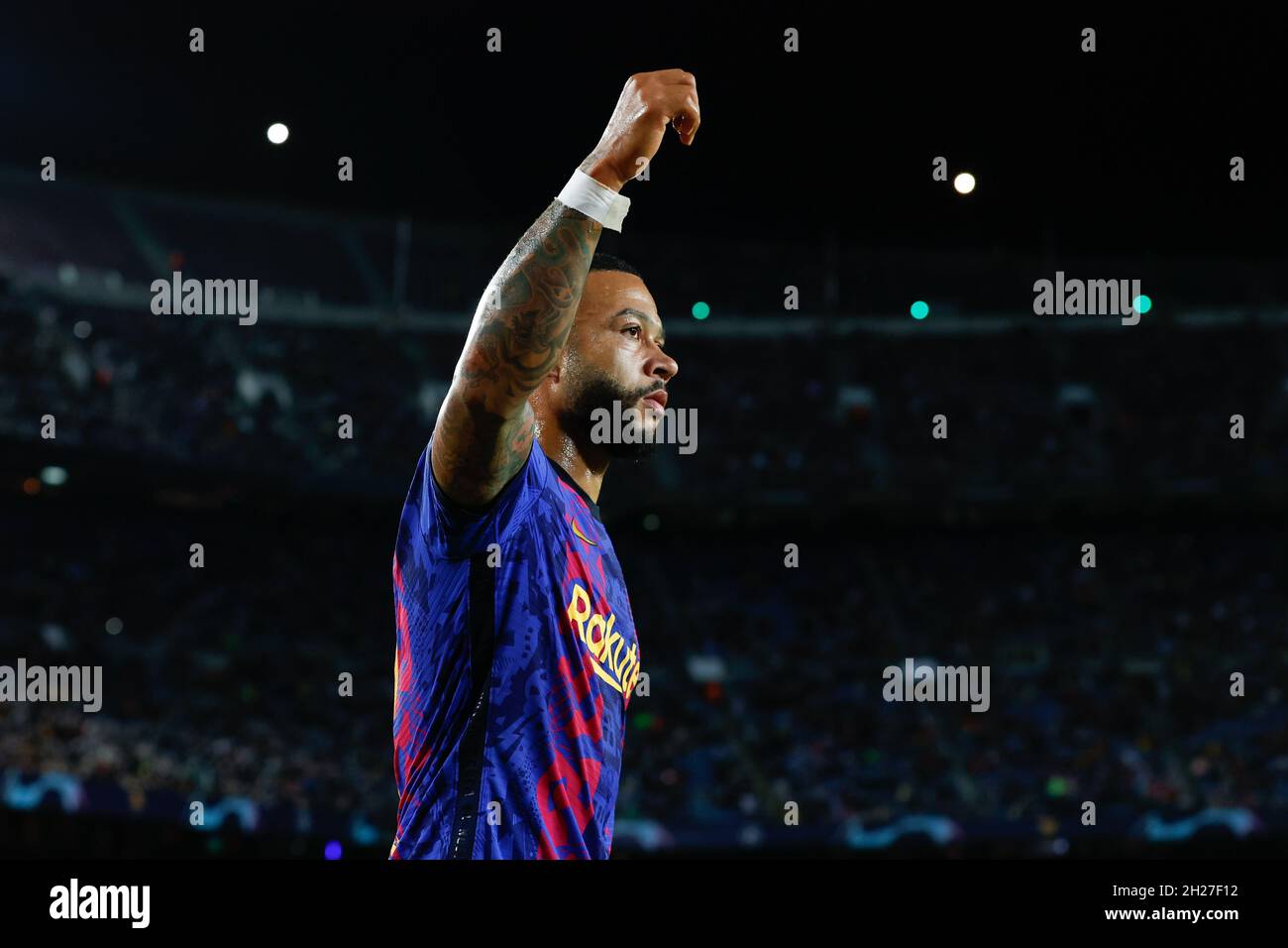 Memphis Depay of FC Barcelona during the UEFA Champions League match ...
