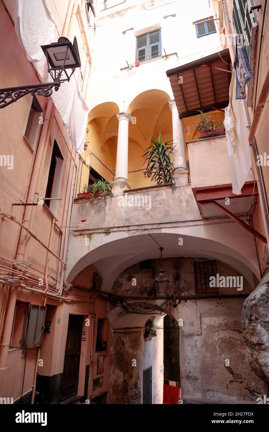 Old town of Sanremo known as Pigna, Italian mediaval city of the ...