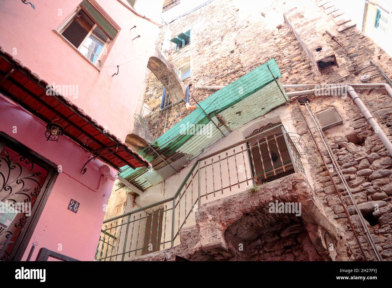 Old town of Sanremo known as Pigna, Italian mediaval city of the ...