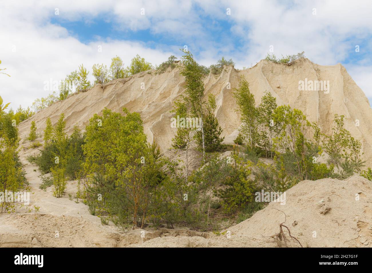 Abandoned Rummu quarry, Estonia. Former prison and sandy hills Stock ...