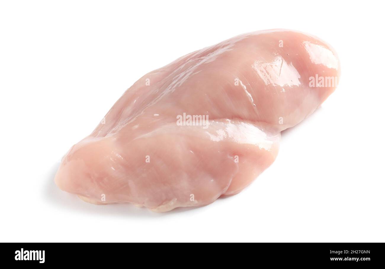 Raw chicken fillet on white background. Natural food high in protein ...