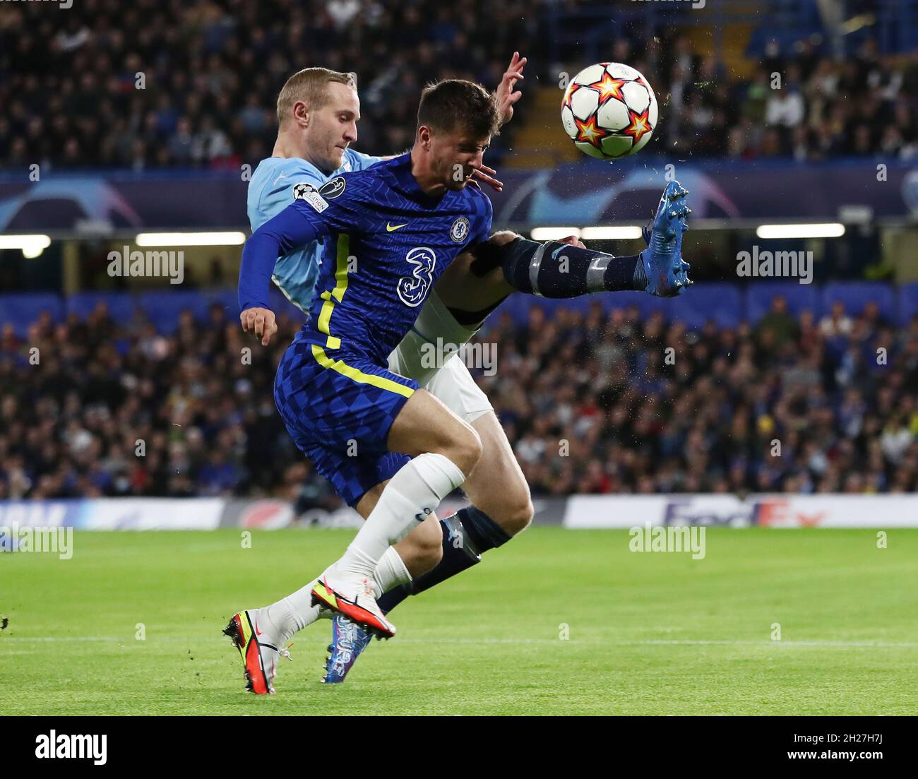 London, England, 20th October 2021. Franz Brorsson of Malmo tussles ...