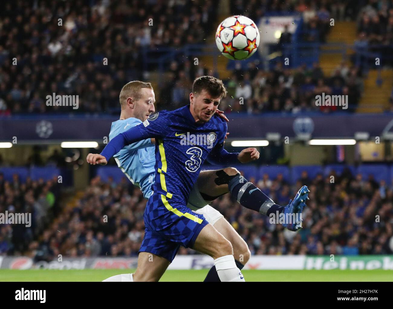 London, England, 20th October 2021. Franz Brorsson of Malmo tussles ...
