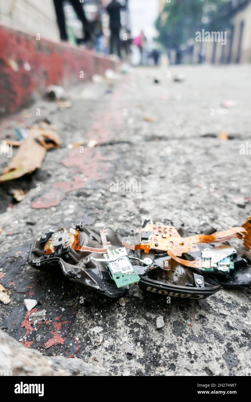 Non Exclusive: Fire crews fight to put out the fire inside the congress ...