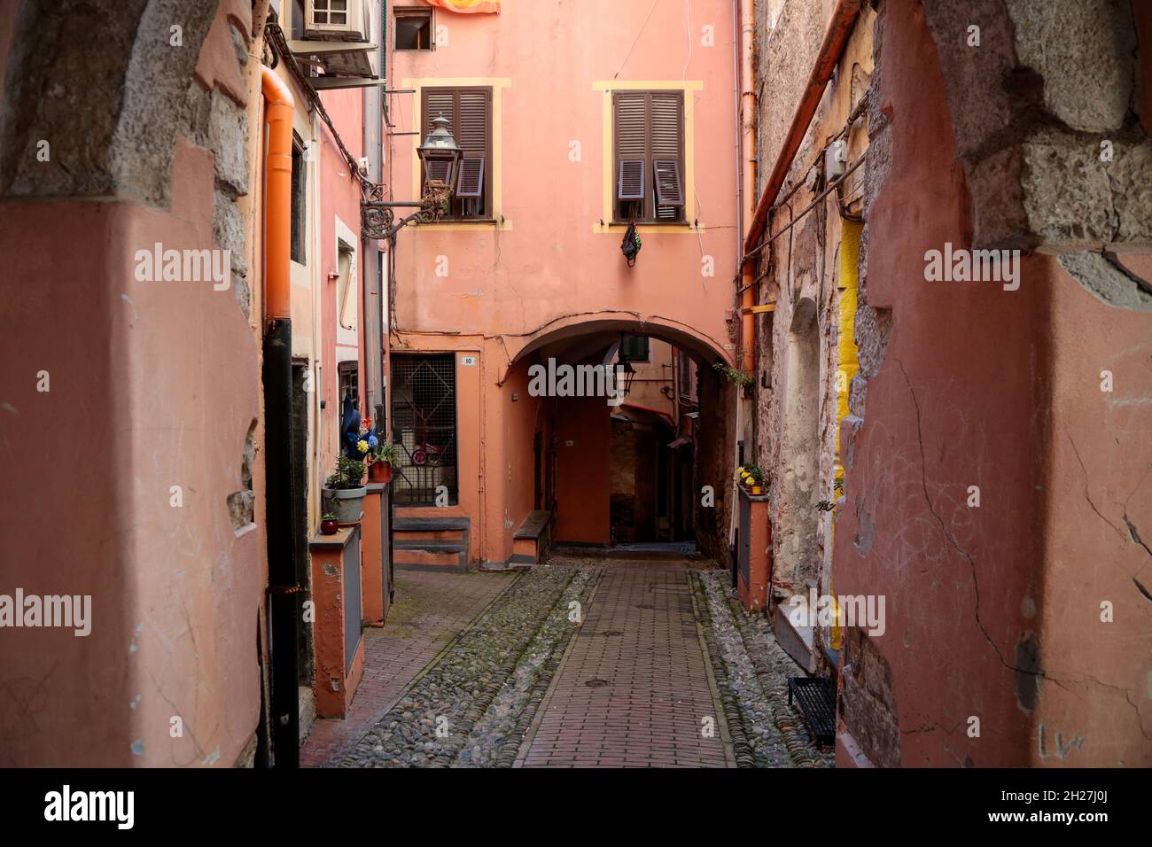 Old town of Sanremo known as Pigna, Italian mediaval city of the ...