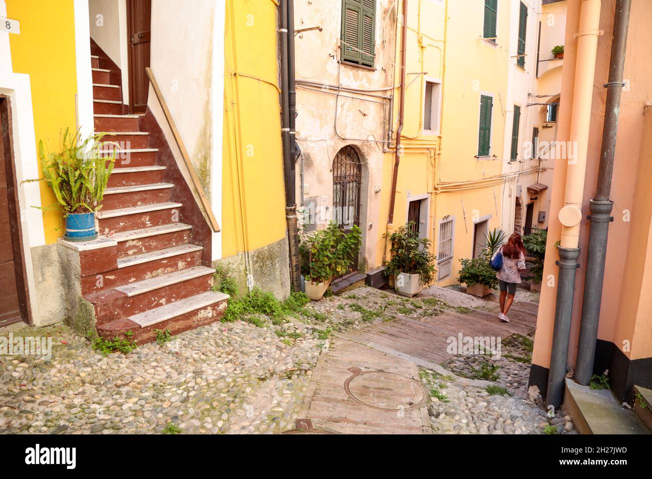 Old town of Sanremo known as Pigna, Italian mediaval city of the ...