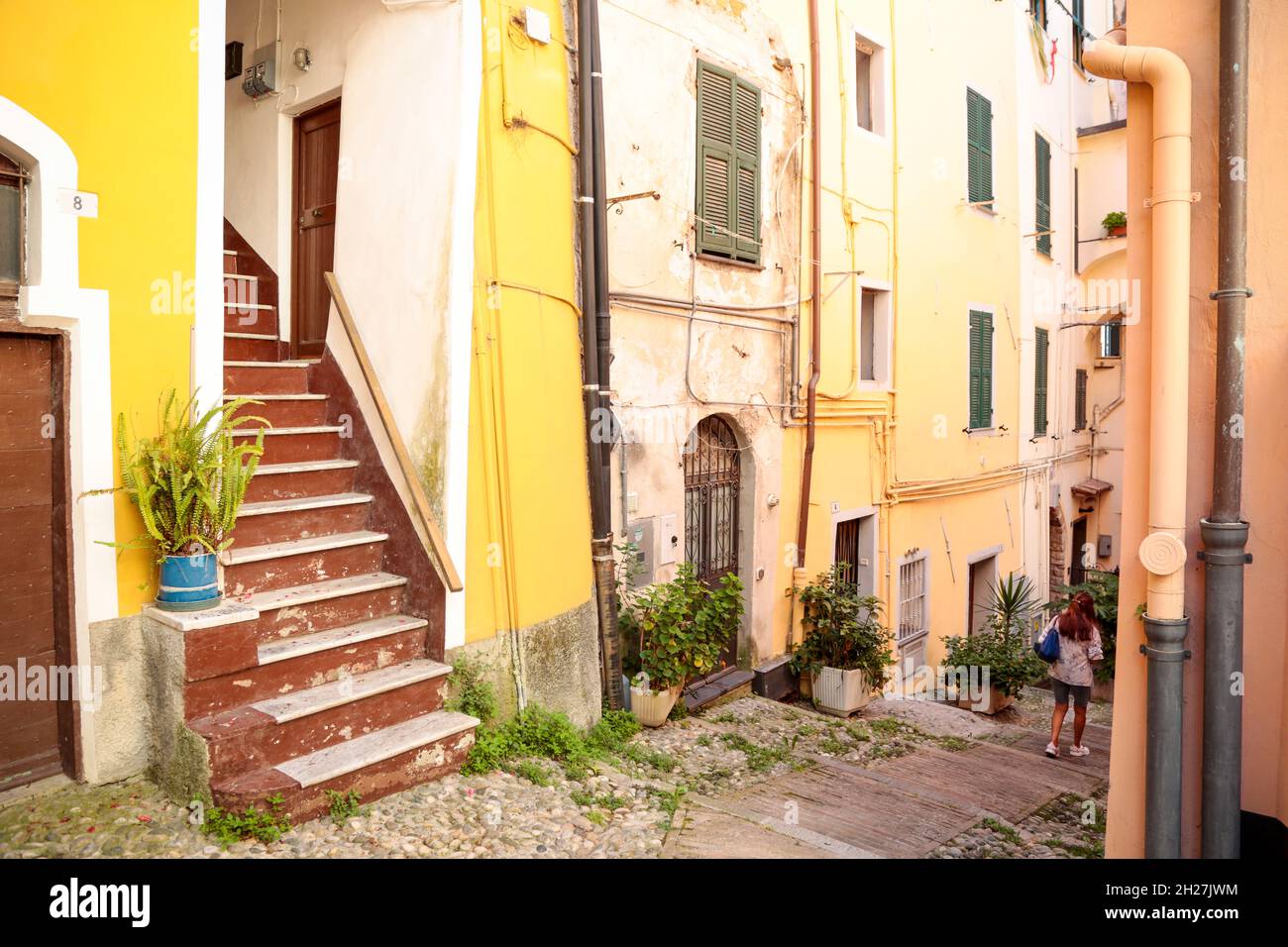 Old town of Sanremo known as Pigna, Italian mediaval city of the ...
