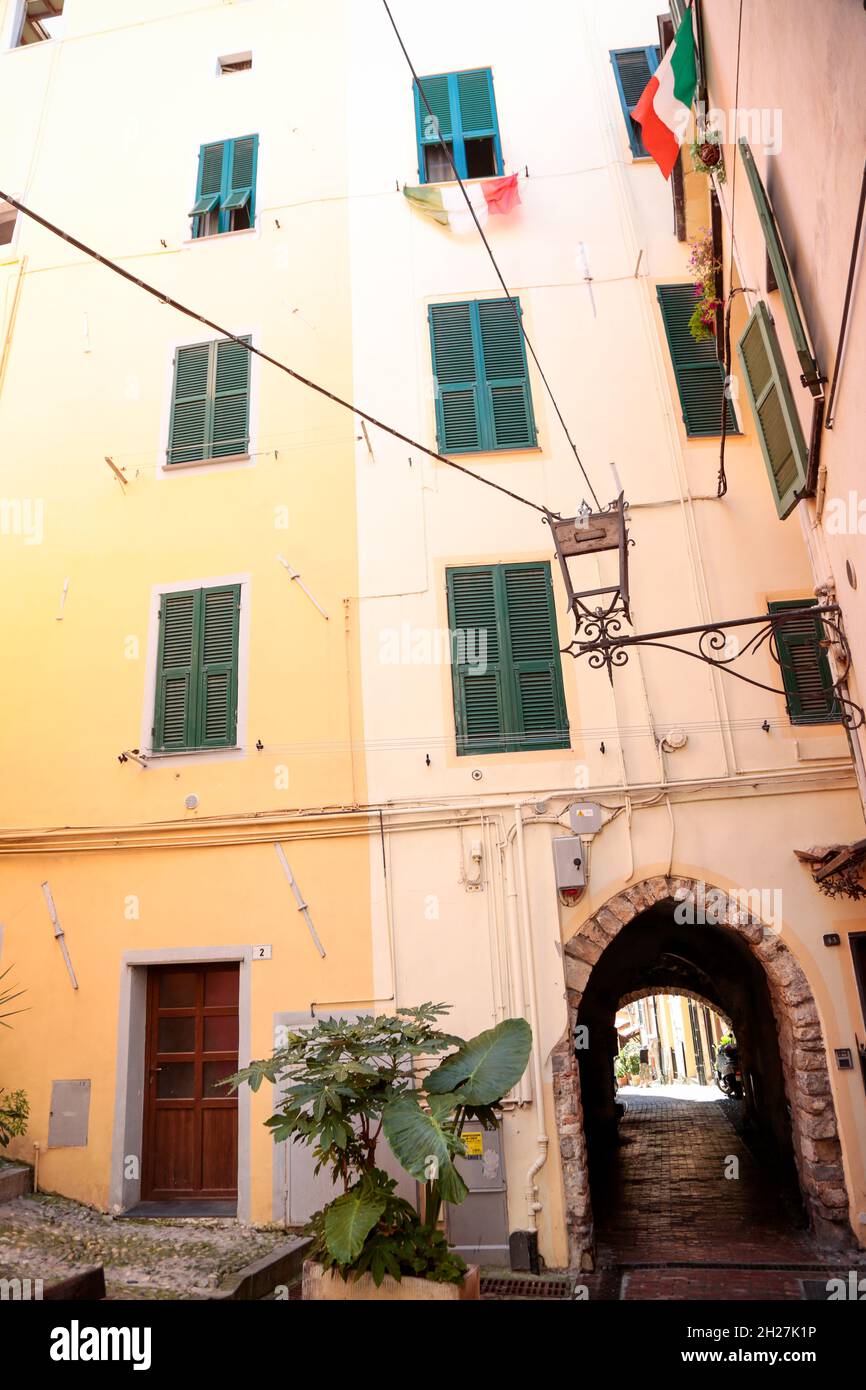 Old town of Sanremo known as Pigna, Italian mediaval city of the ...