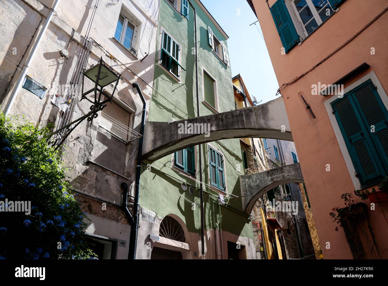 Old town of Sanremo known as Pigna, Italian mediaval city of the ...