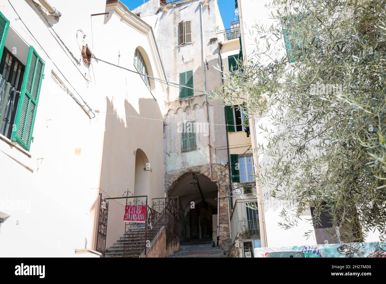 Old town of Sanremo known as Pigna, Italian mediaval city of the ...