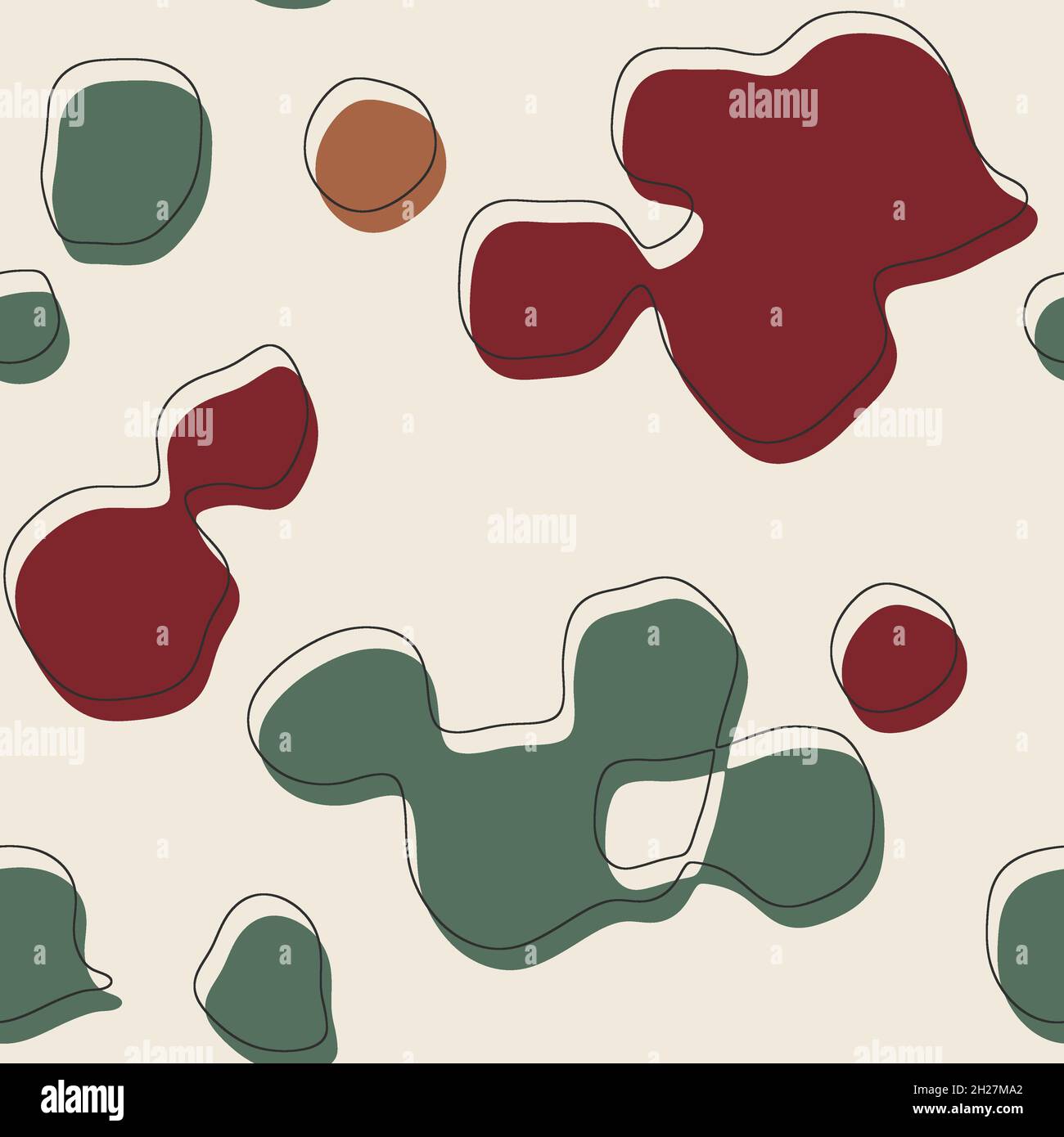 Seamless abstract organic blog shapes in various colors with offset ...