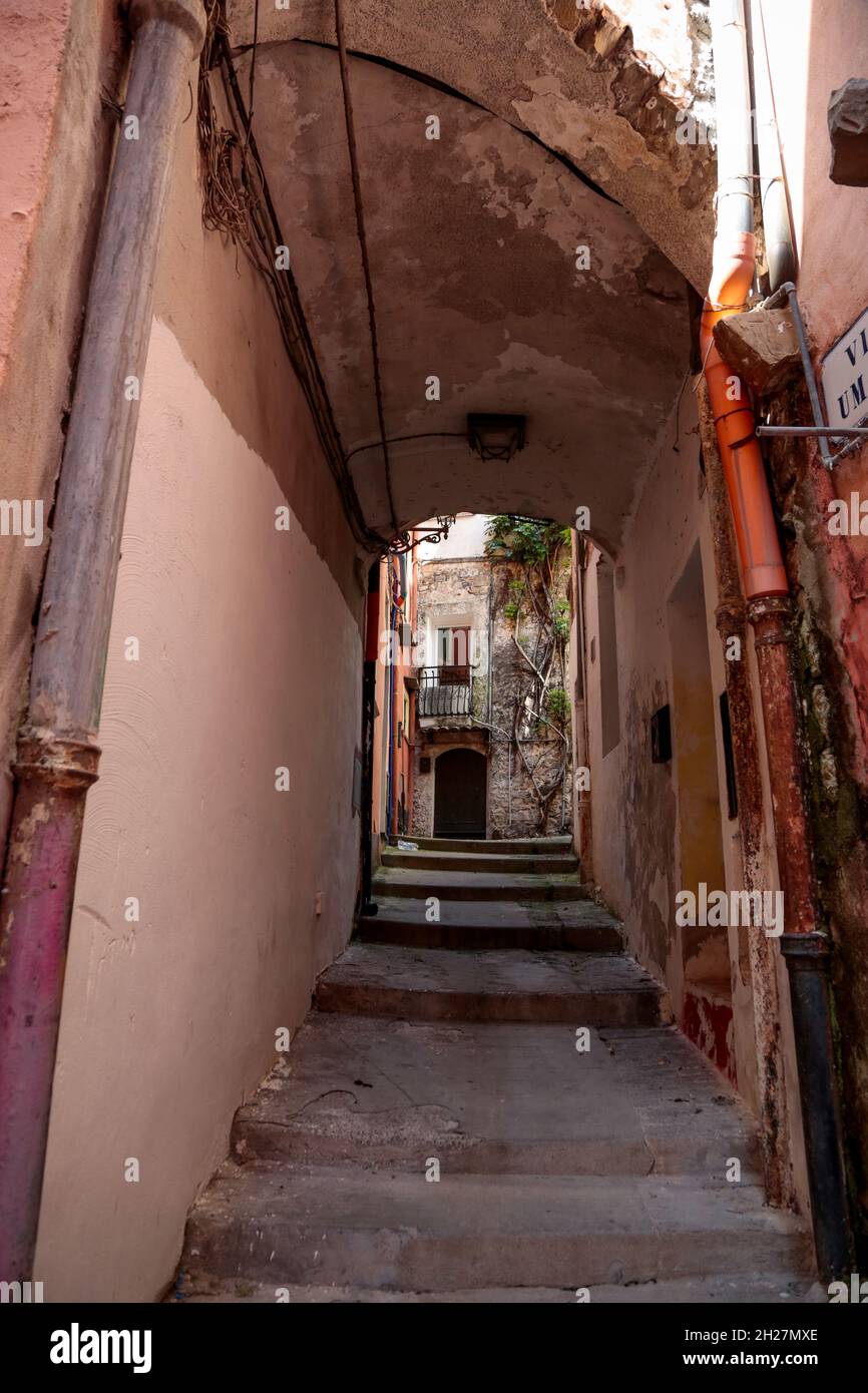 Old town of Sanremo known as Pigna, Italian mediaval city of the ...