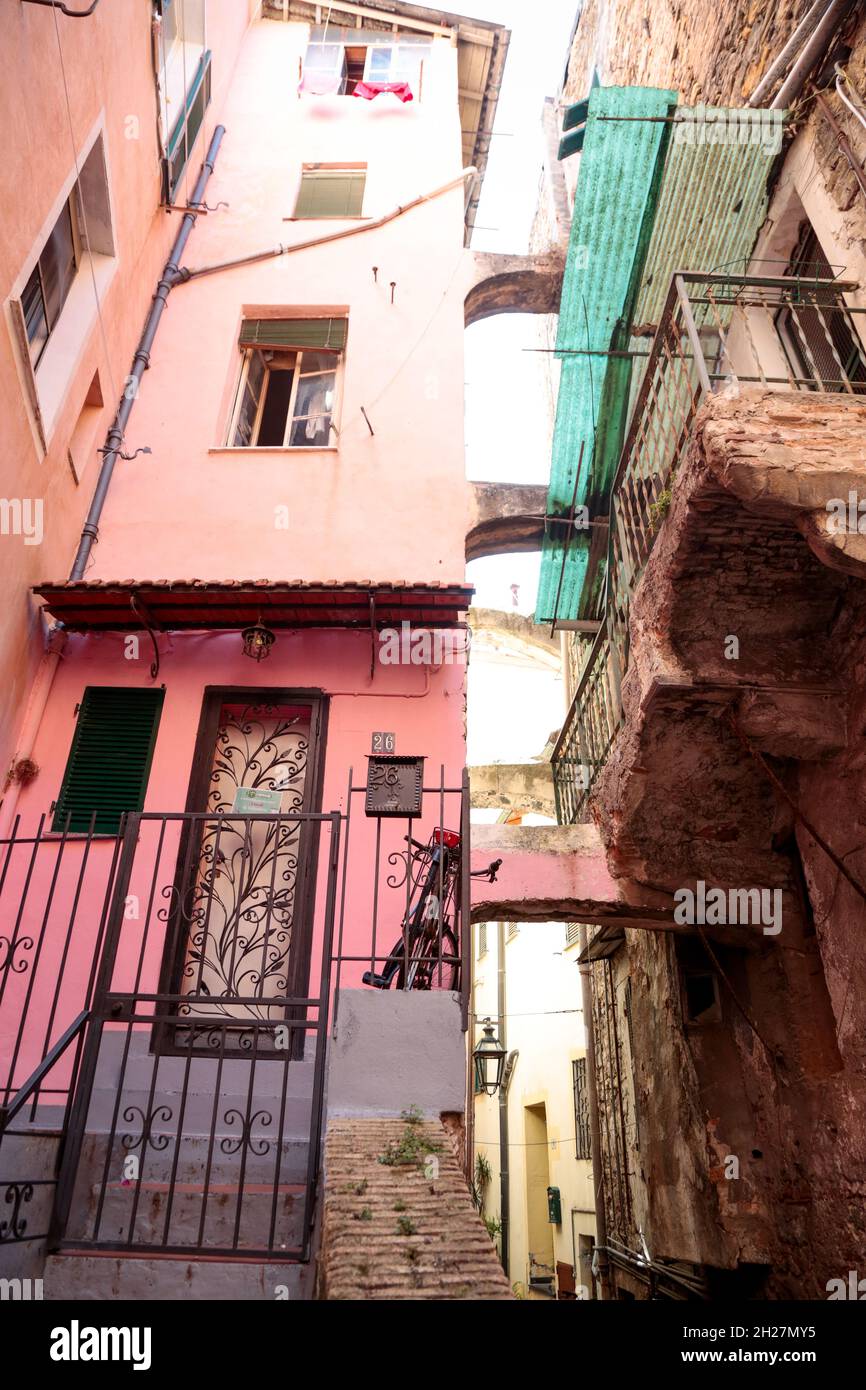 Old town of Sanremo known as Pigna, Italian mediaval city of the ...