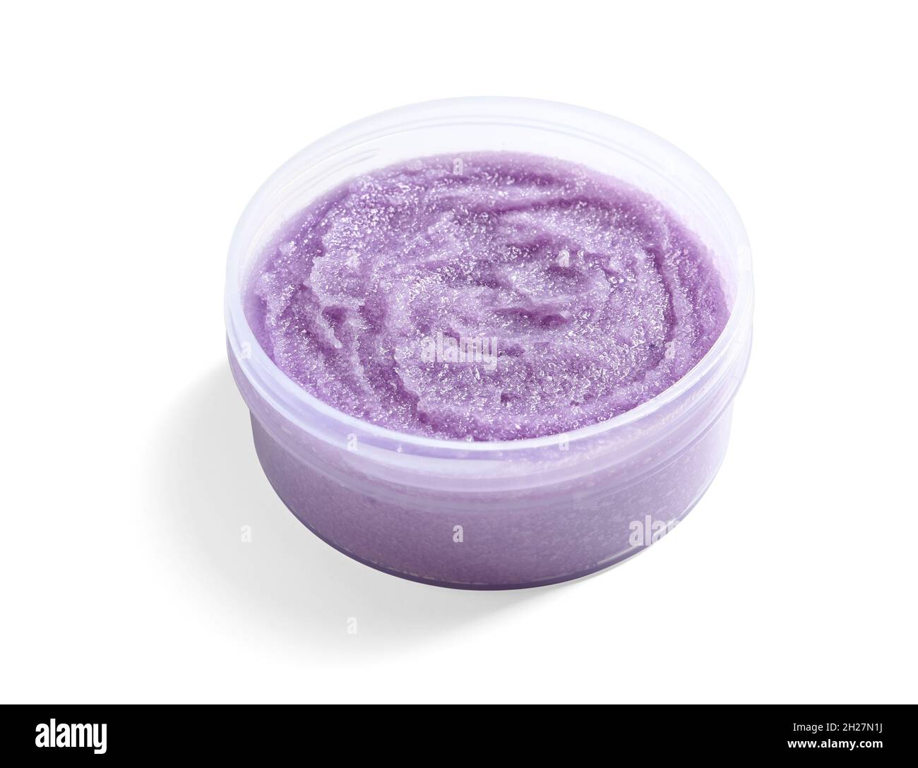 Container with natural scrub on white background Stock Photo - Alamy