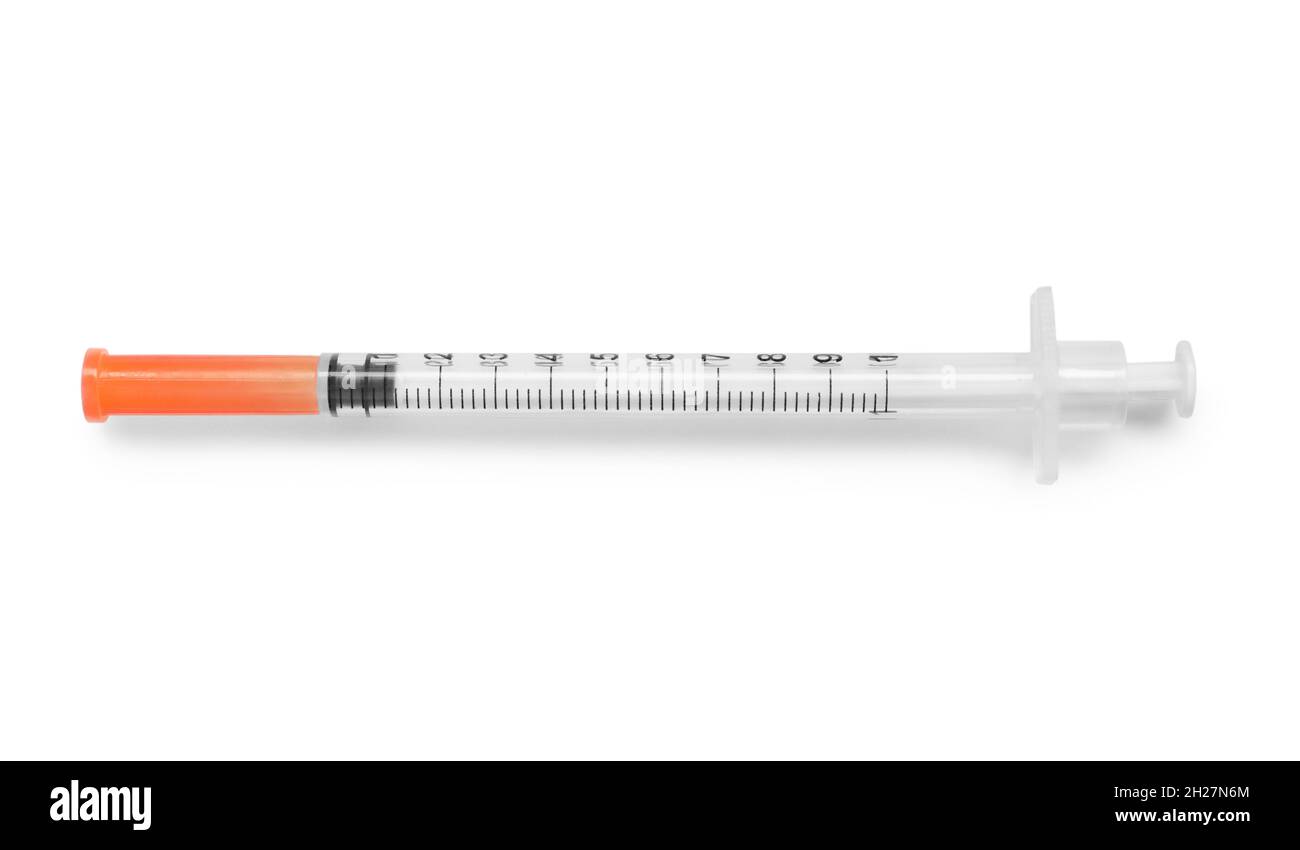 Empty syringe on white background, top view. Medical treatment Stock ...