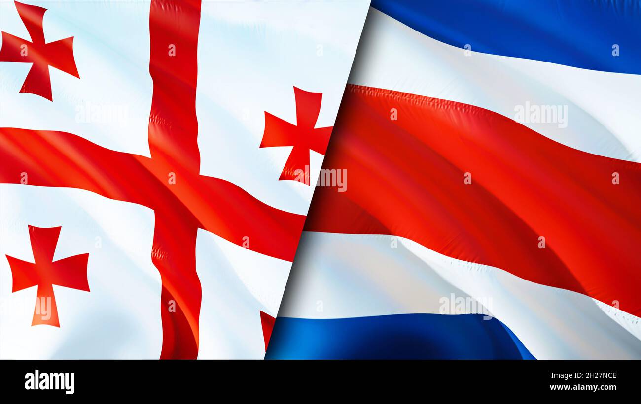 Georgia and Costa Rica flags. 3D Waving flag design. Georgia Costa Rica ...