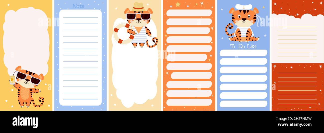 Set of weekly or daily planner, note paper, to-do list decorated with ...