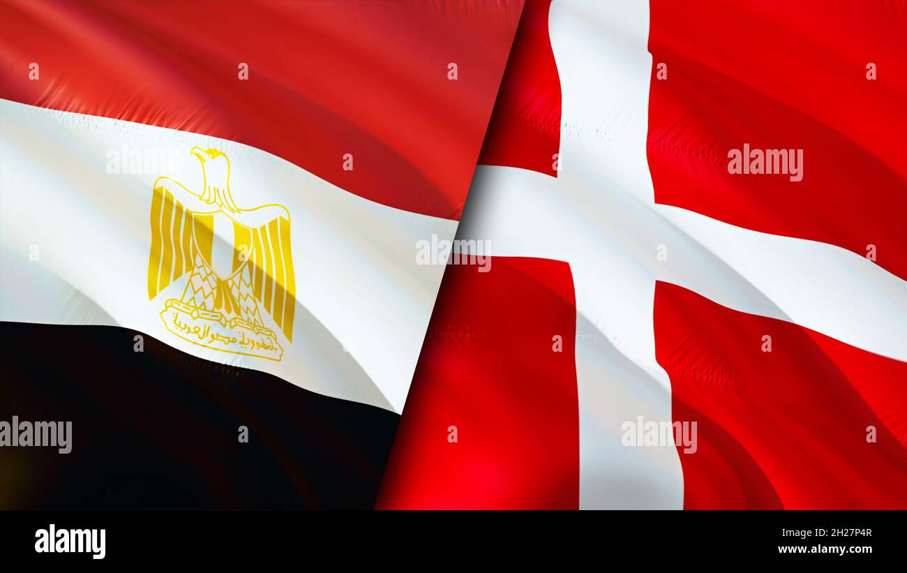 Egypt and Denmark flags. 3D Waving flag design. Denmark Egypt flag ...