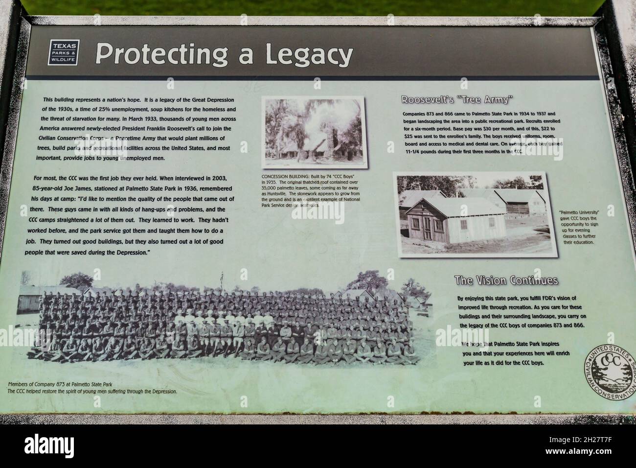 Interpretive sign about the refectory built by the young men of the ...