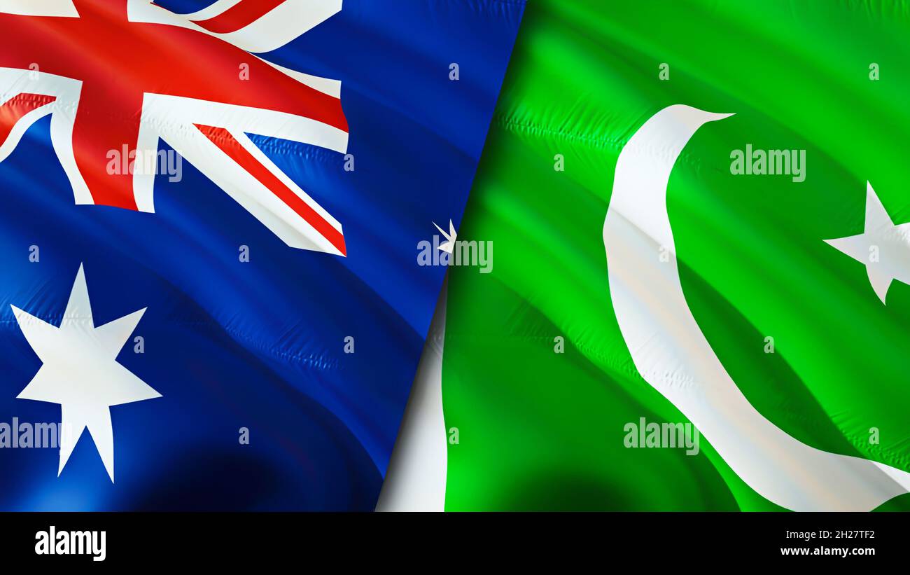 Australia and Pakistan flags. 3D Waving flag design. Australia Pakistan ...