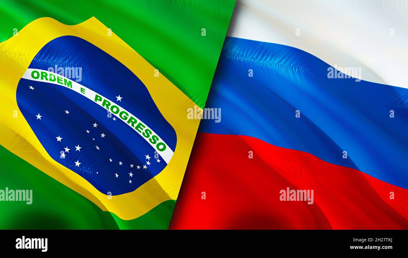 Brazil and Russia flags. 3D Waving flag design. Brazil Russia flag ...