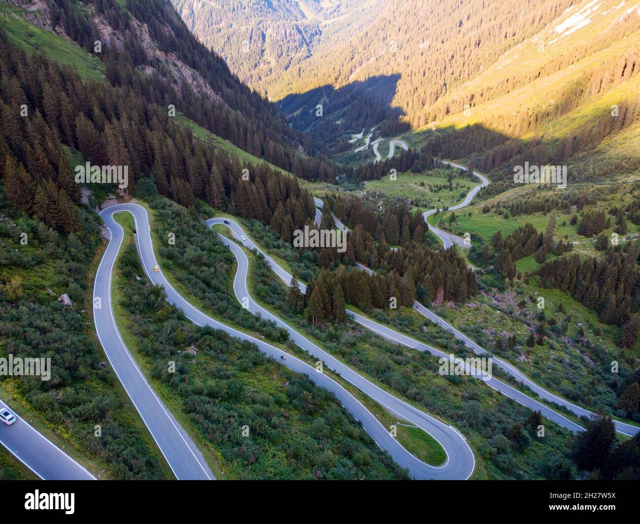 aerial footage of Silvretta Hochalpenstraße in the alps Stock Photo - Alamy
