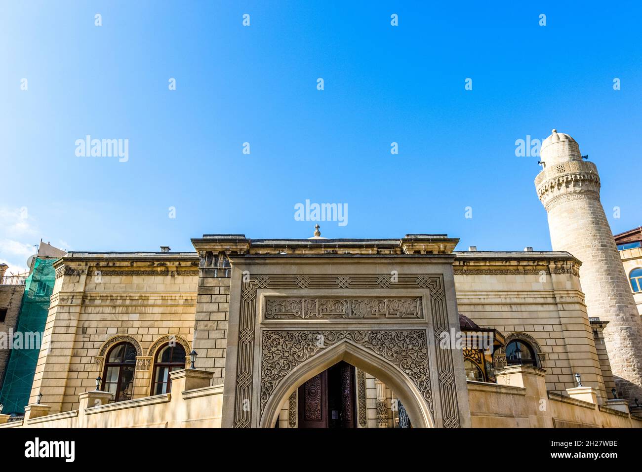 Facade of the Juma Mosque (Friday Mosque) in the old city of Baku ...