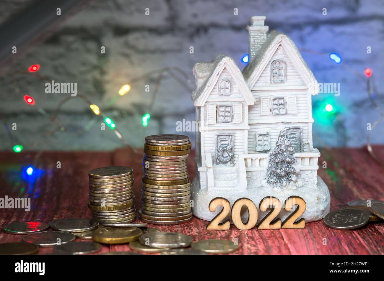 Money for the holiday. A new house as a gift. Holiday New Year and ...