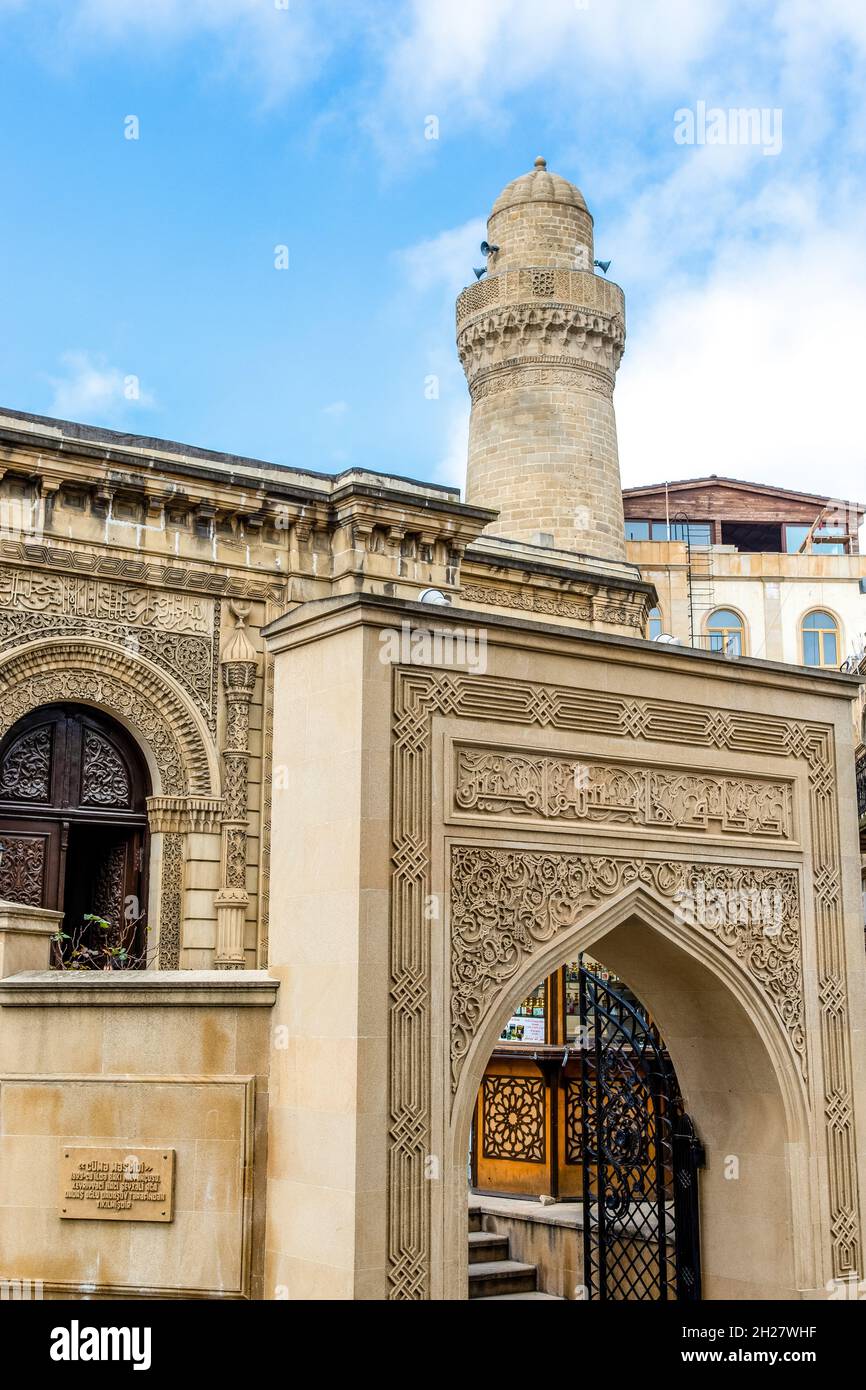 Facade of the Juma Mosque (Friday Mosque) in the old city of Baku ...