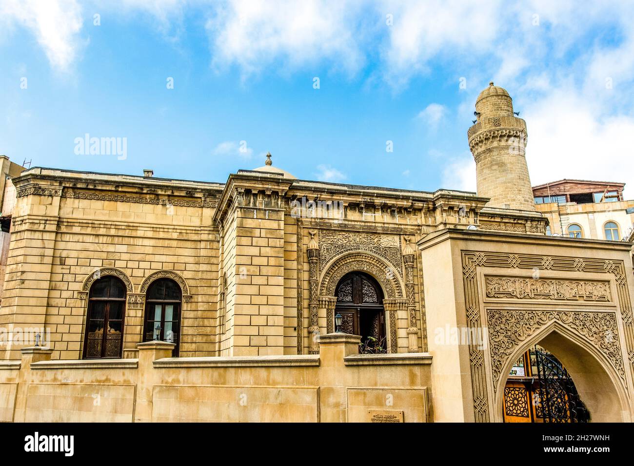 Facade of the Juma Mosque (Friday Mosque) in the old city of Baku ...