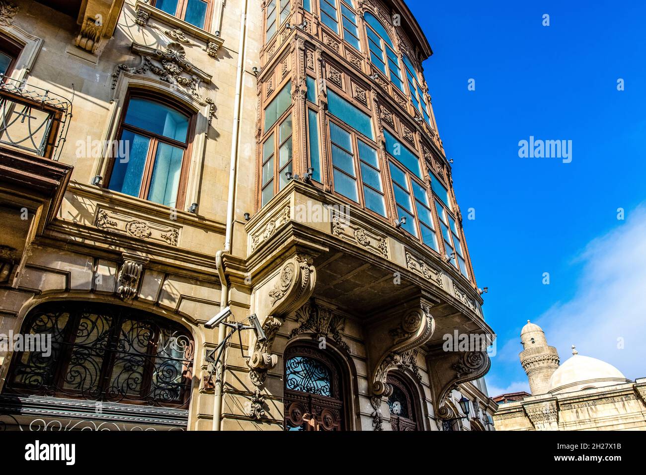 Facade of an old house in the center of Baku, Azerbaijan Stock Photo ...