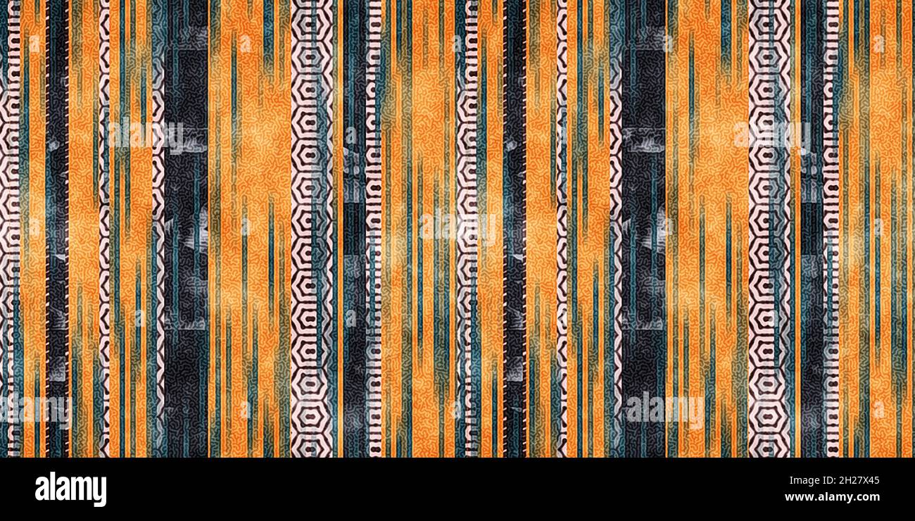 Seamless tribal ethnic stripe grungy border surface pattern design for ...