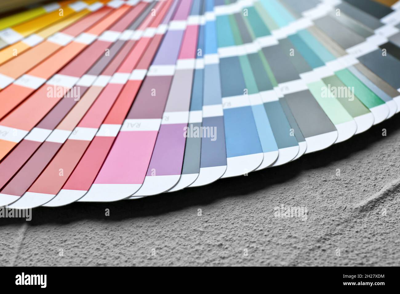 Color palette samples on grey background Stock Photo - Alamy