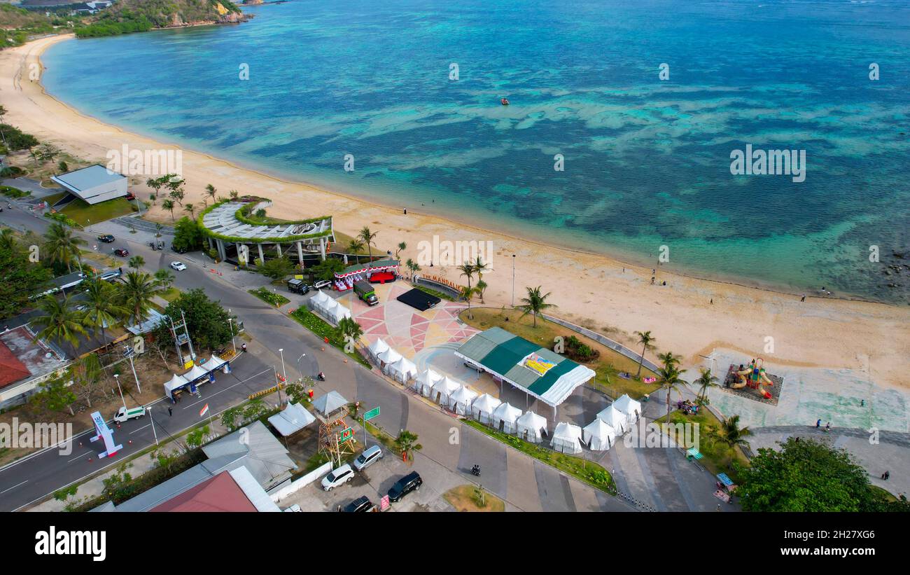Aerial View of Kuta Beach at Mandalika Area, Lombok, Indonesia. A ...